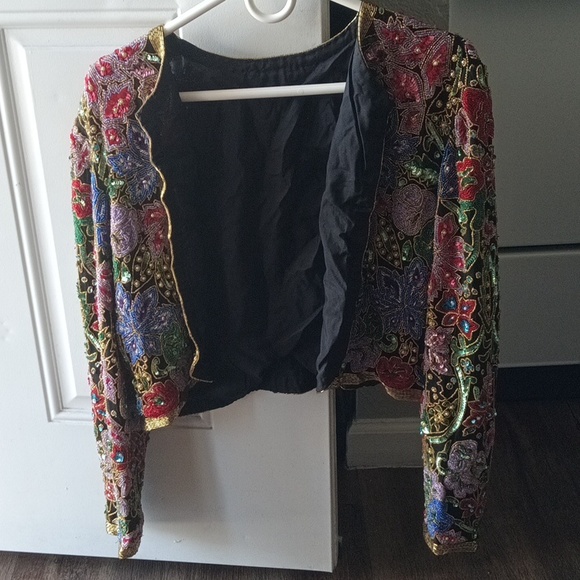 Vintage | Jackets & Coats | Vintage Glass Bead Hand Beaded Jacket Silk ...